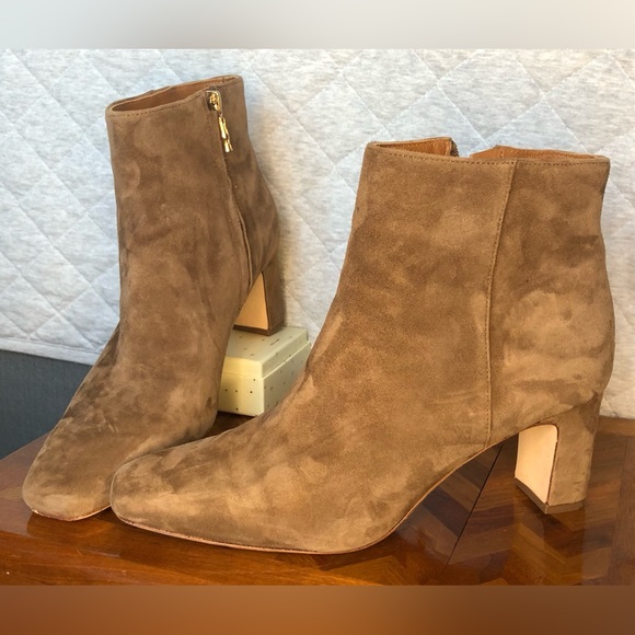 Shoes | J Mclaughlin The Gloria Toasted Coconut Suede Bootie | Poshmark